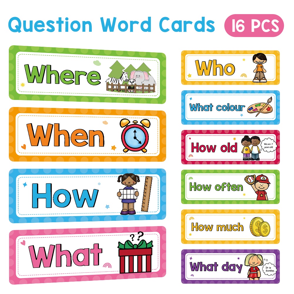 Kids Learning Question Words English Cards Homeschool Decoration ...
