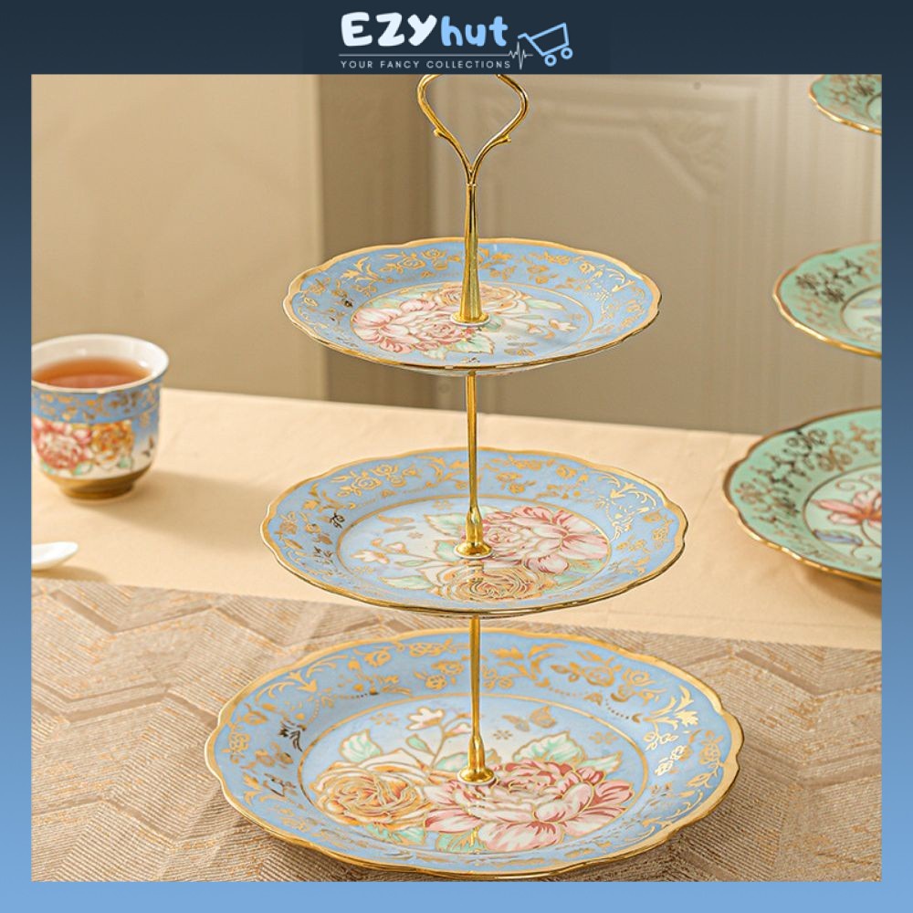 Ceramic 3 Tier Dessert Tray Detachable High Tea Stand Cake Plate Tea ...