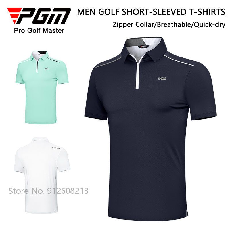 PGM Summer Breathable Golf Clothes Men Zipper Collar Golf T-shirts Male ...