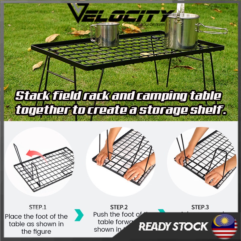 New Mountainhiker Table Wood Set Iron Steel Mesh Camping Rack Table ...