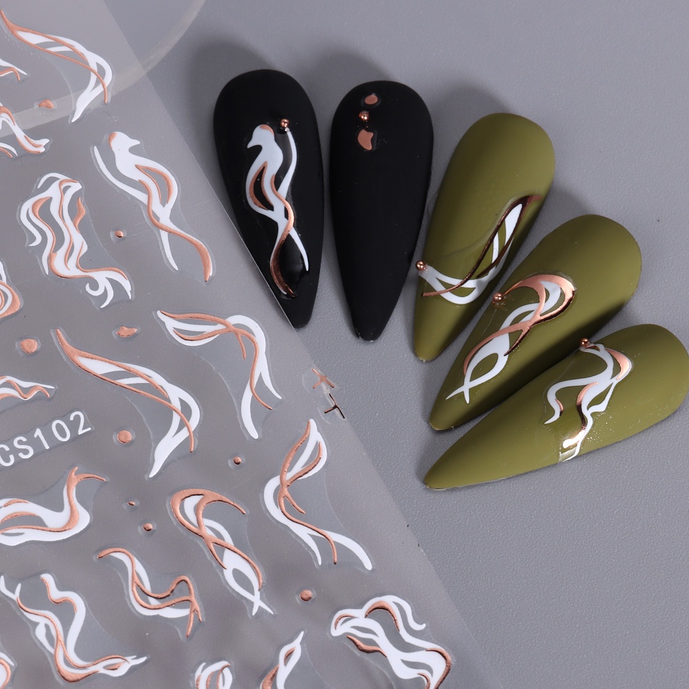 MAMA Creative Strip Line Nail Art Stickers Geometry Black White ...