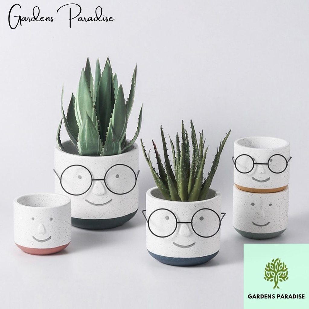 Spectacles Face Ceramic Pot By Gardens Paradise CS | Shopee Singapore