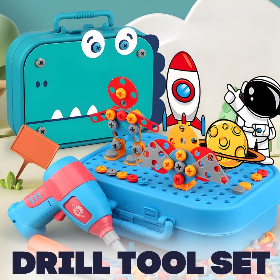 NEW Building Blocks Children Electric Drill Toy Set Screw Puzzle Kids ...