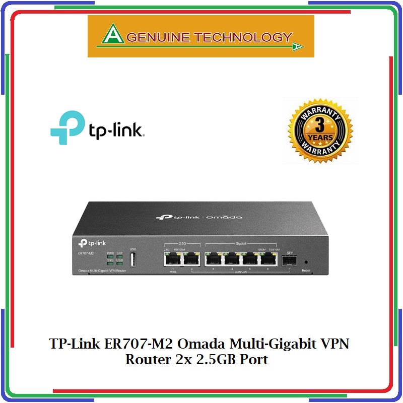 TP-Link ER707-M2 Omada Multi-Gigabit VPN Router 2x 2.5GB Port - 3 Years ...
