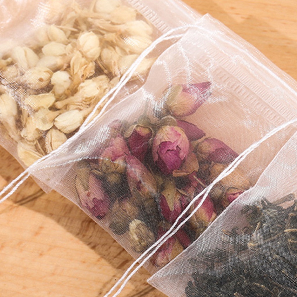 100PCS Reusable Transparent Nylon Tea Bags Empty Tea Bags Loose Tea ...