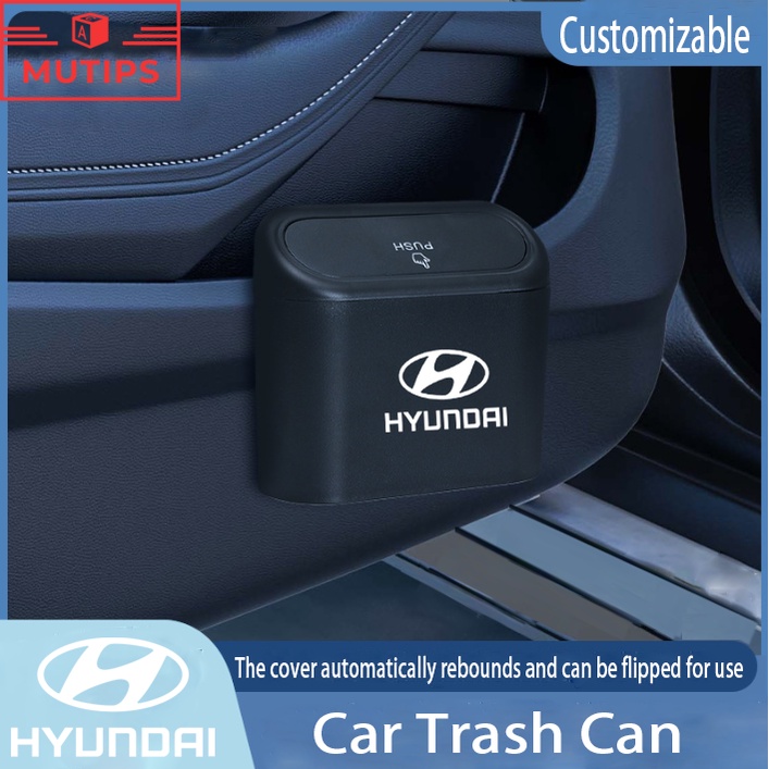 Hyundai Car Portable Mini Trash Can Hanging Flip Lid Dustbin Back Seat ...