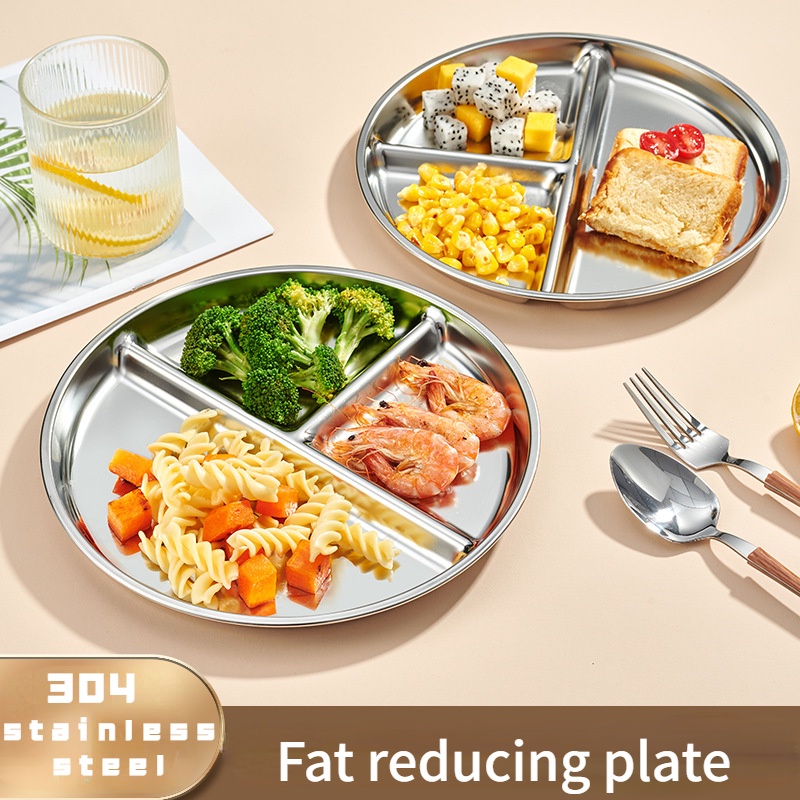 Round 304 Stainless Steel Korean Style Divided Dinner Tray Container ...