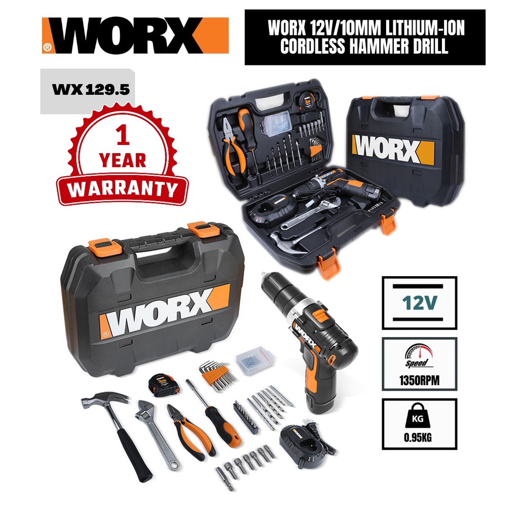 Worx WX129.5 Smart Set 12V Lithium-Ion Cordless Hammer Drill | Shopee ...