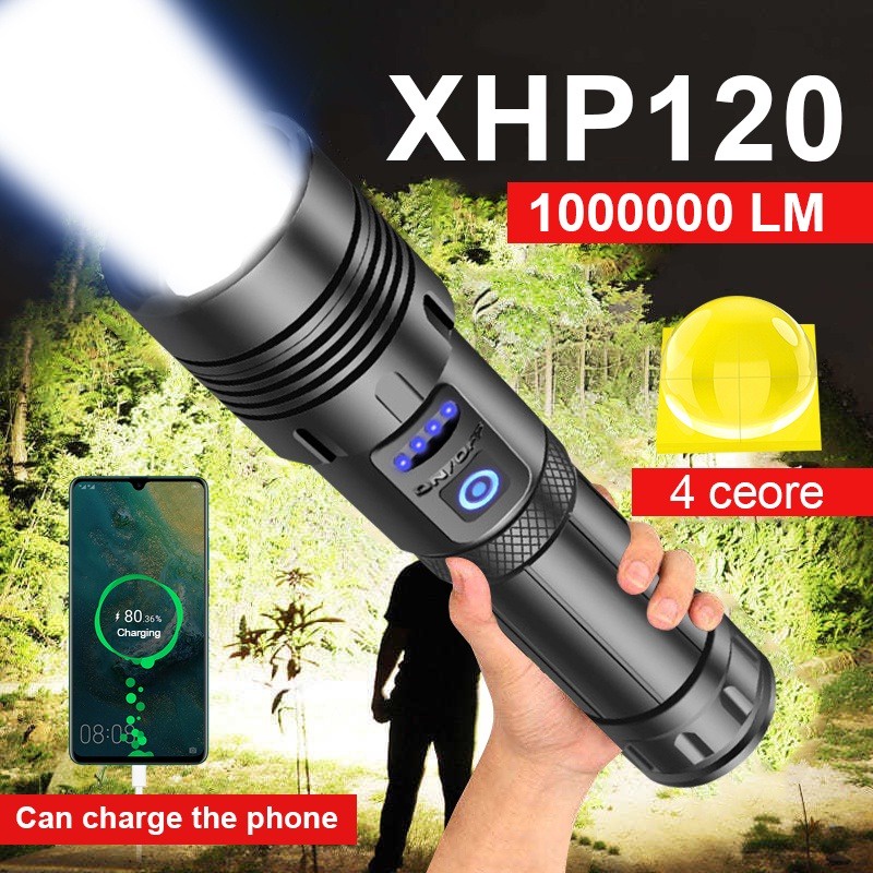 Super XHP120 The Most Powerful LED Flashlight XHP90 High Power Tactical ...