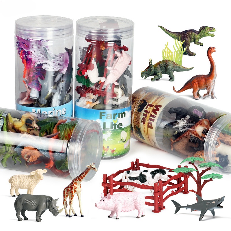Bucket Animal Farm Poultry Model Simulation Mini Solid Dinosaur Toy ...