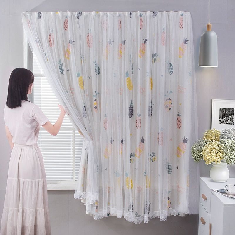 Curtains No-punch installation Self-adhesive curtains Bedroom curtains ...