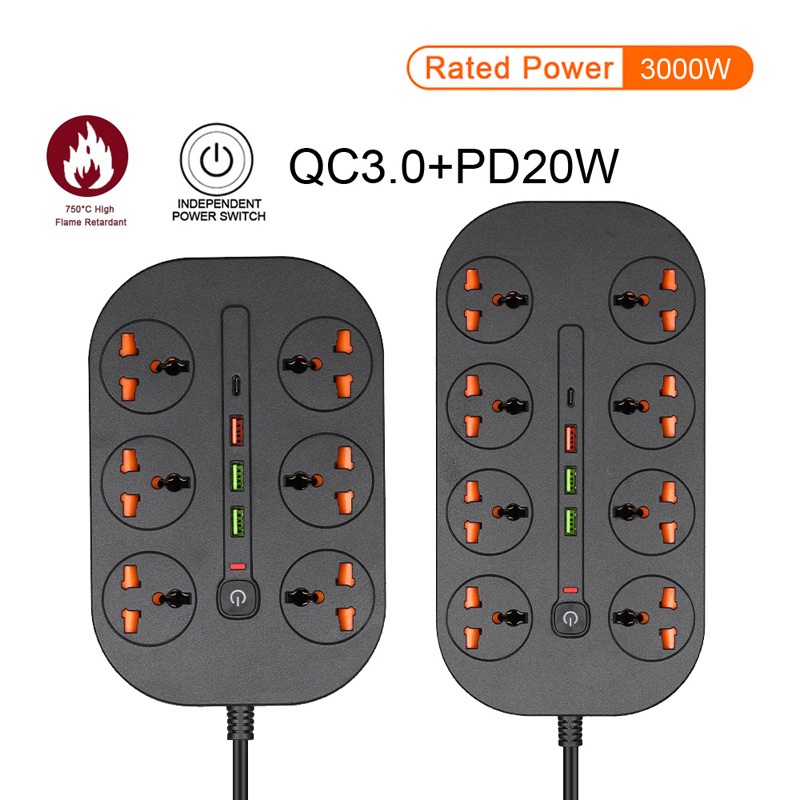 UK power Plug extension socket with usb 3000W Multi Plug Smart Type-C ...