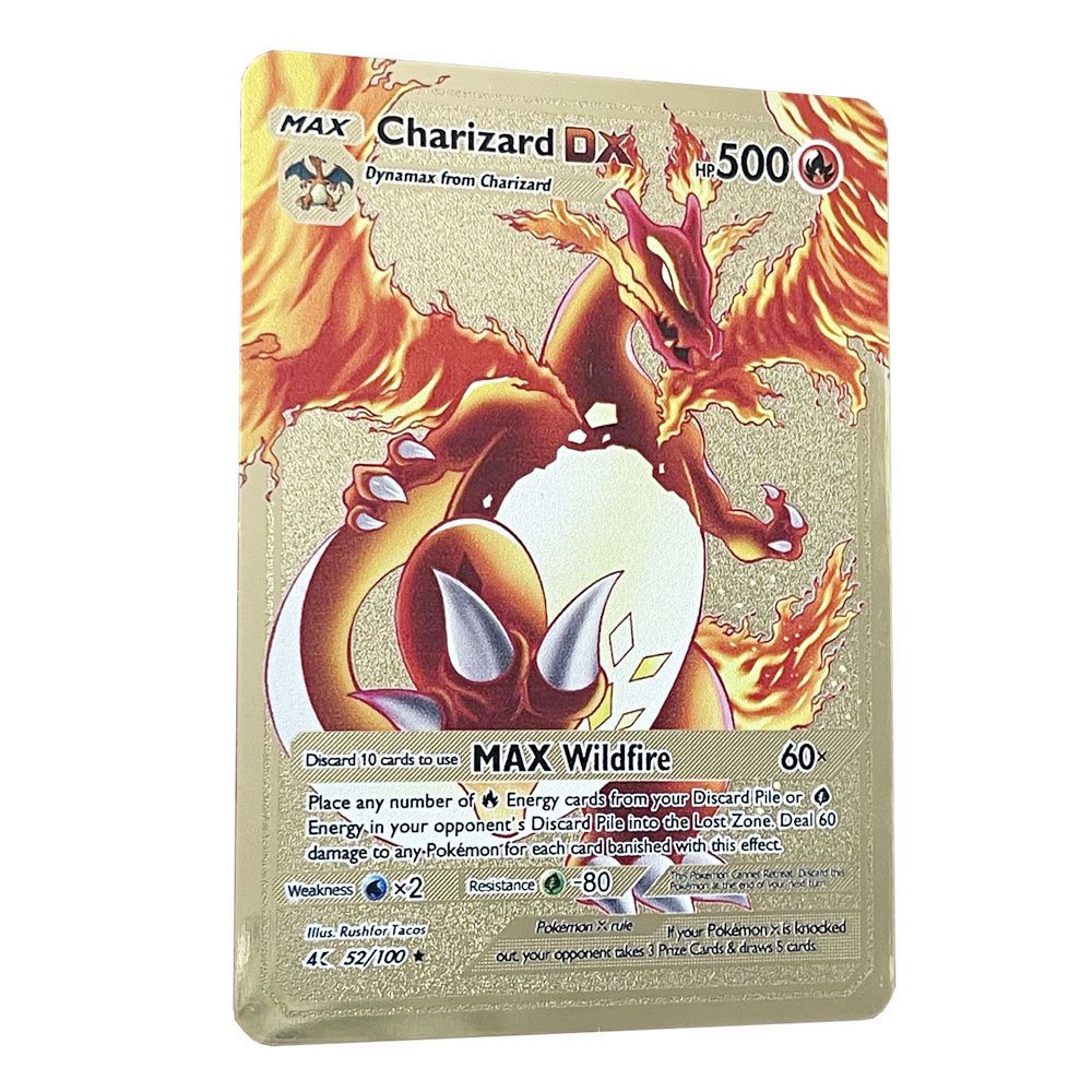 New DIY Charizard DX Vmax 500HP Golden Pokemon Cards in English Iron ...
