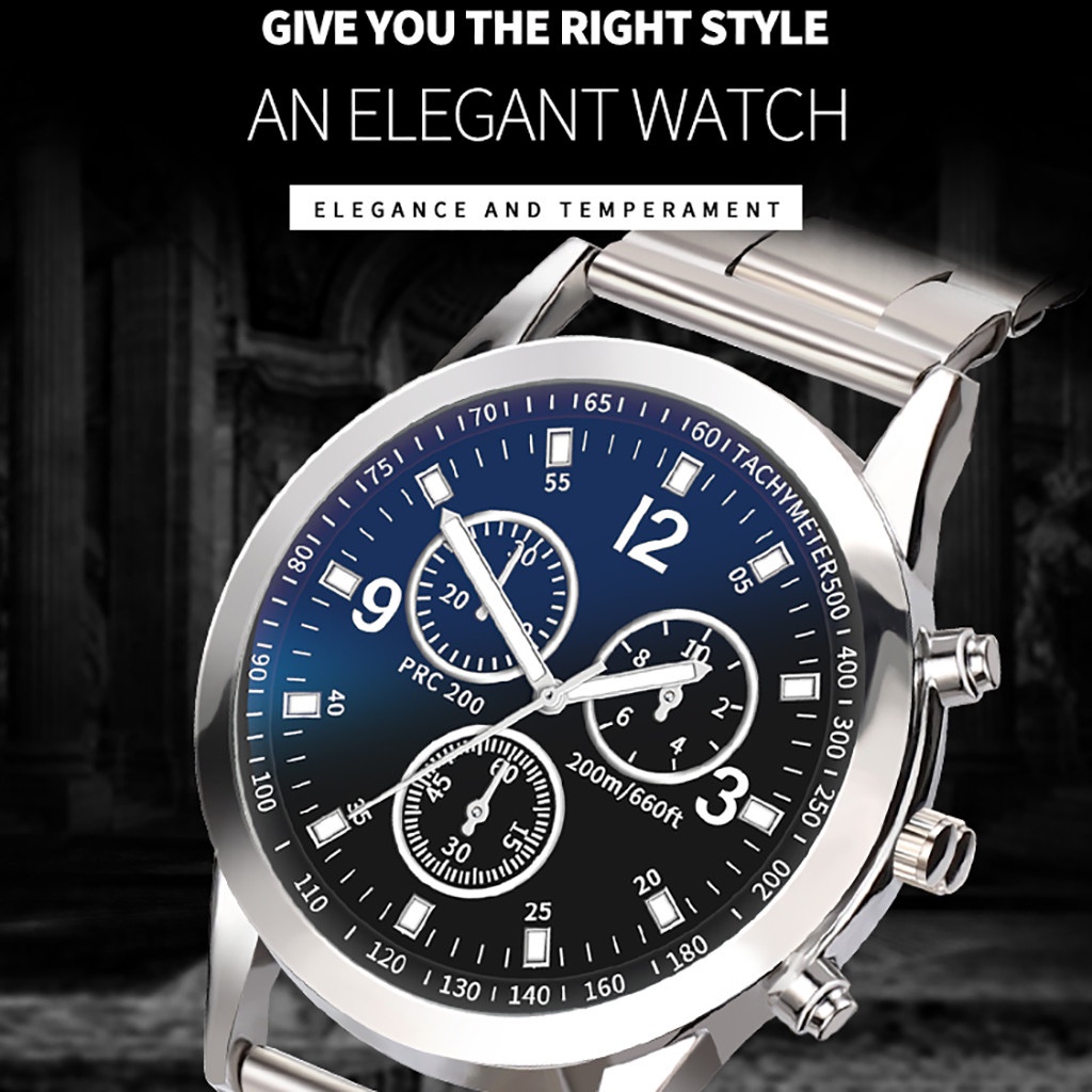 【Watch+Bracelet】New Blue Light Glass Decorated Fake Three-eye Casual ...