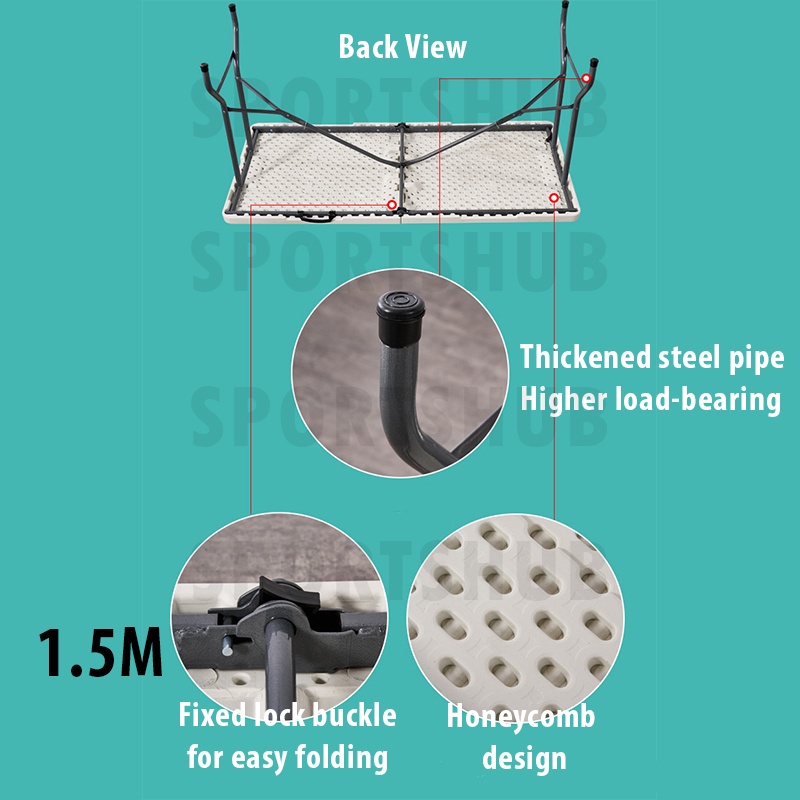 Heavy Duty HDPE Outdoor Foldable Table Portable Adjustable Height ...