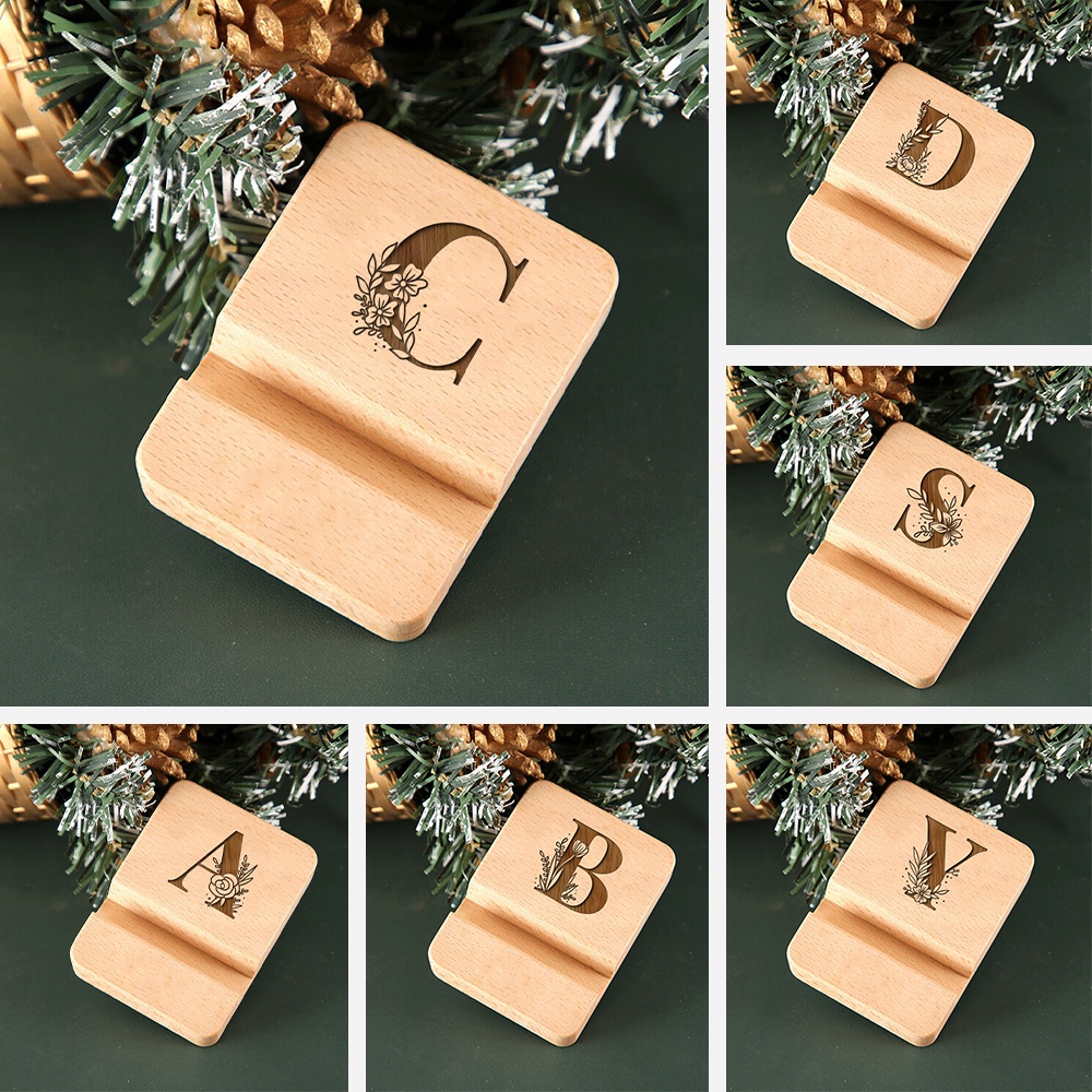 Artistic Letter Engraving Wood Phone Holder Engraving Phone Stand ...