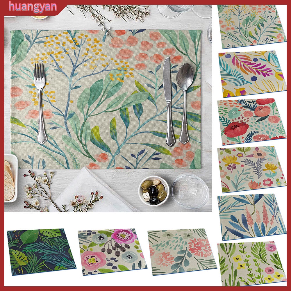 HY| Multicolor Leaves Flower Kitchen Dining Table Mat Heat Insulated ...