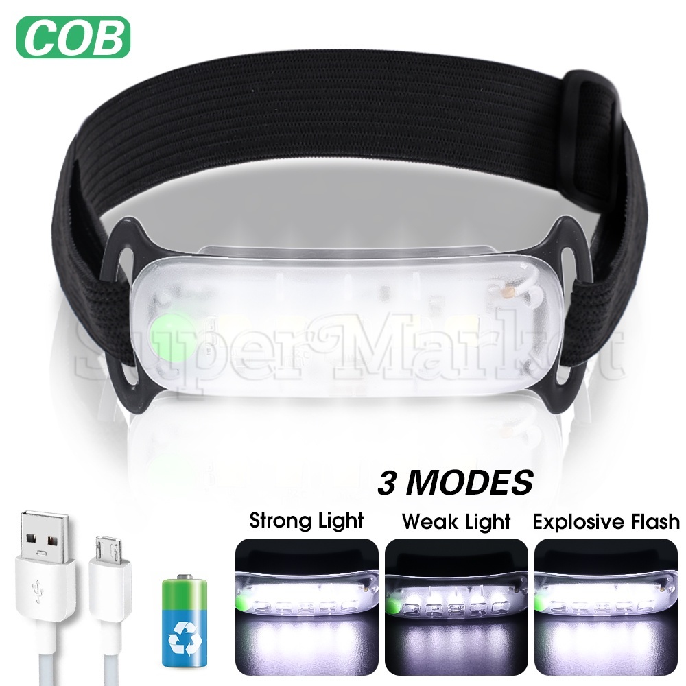 3 Work Modes Headlights COB LED Headlamp USB Rechargeable IP44 ...