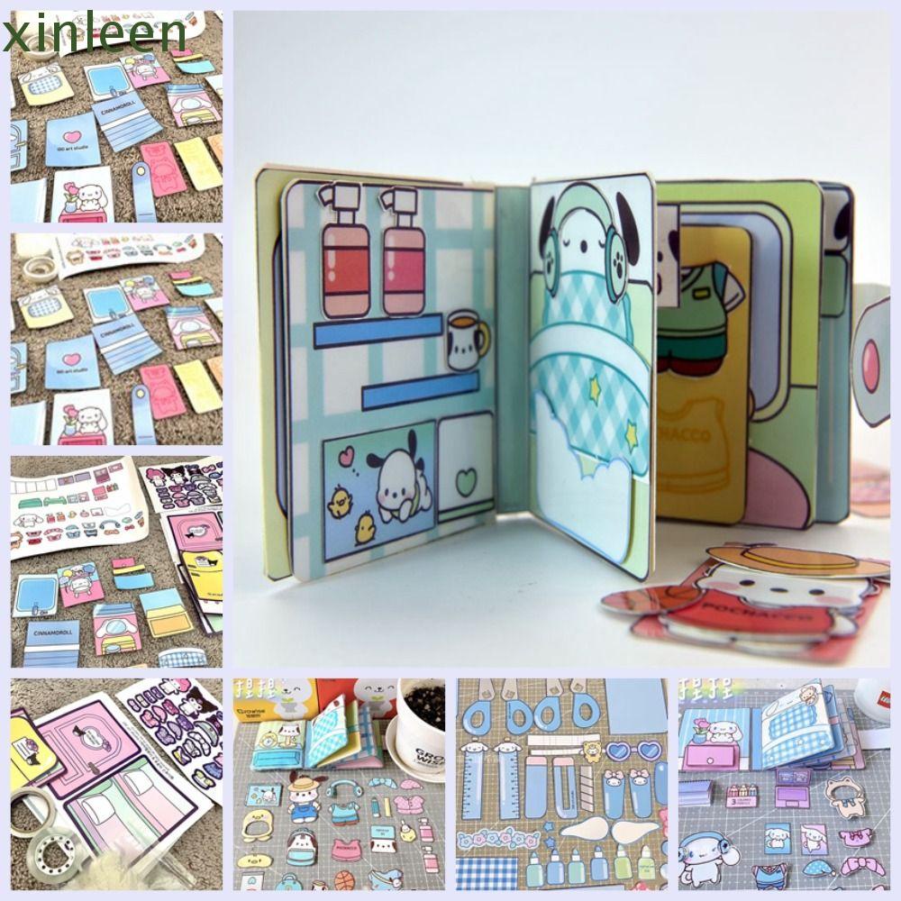 XINLEEN Sticker Games Melody Quiet Book, Kuromi My Melody, Handmade Diy ...