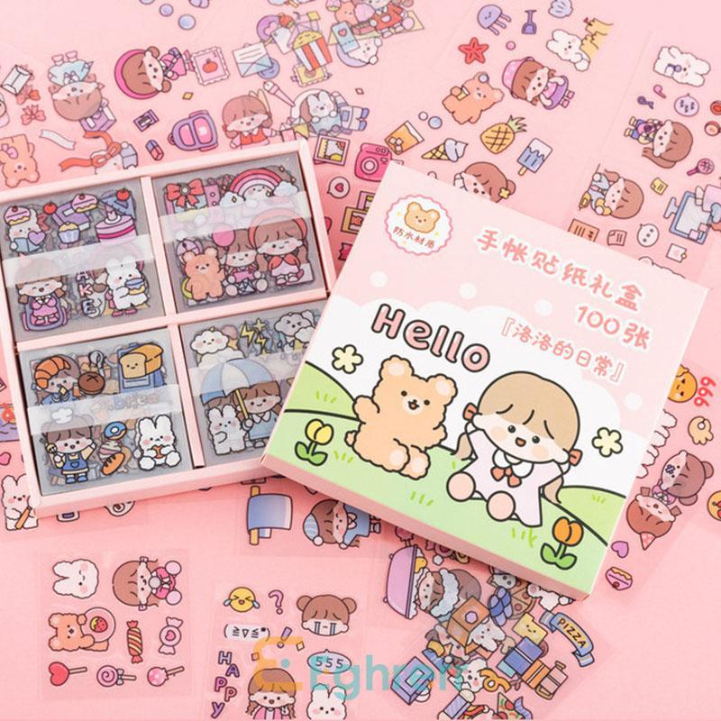 MOMO 20 sheets of cute cartoon pet bear girl motif stickers/omo ...