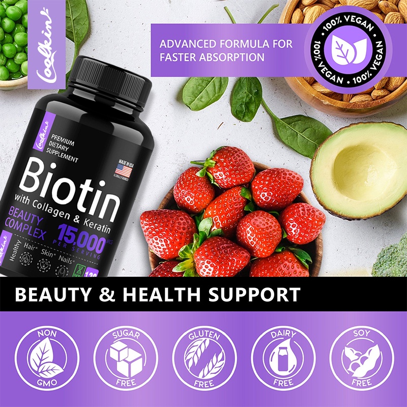 Biotin Collagen Keratin Supplement - Hair Growth For Men & Women - Hair ...