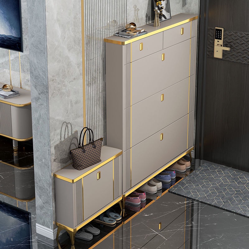 Shoe Cabinet With Shoe Stool Luxury Modern Slim Shoe Rack Large ...