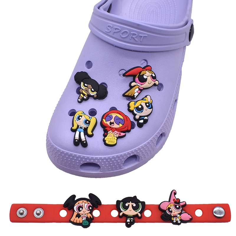 Cartoon Bubbles Blossom Jibits for croc Pin Powerpuff Buttercup Shoe ...