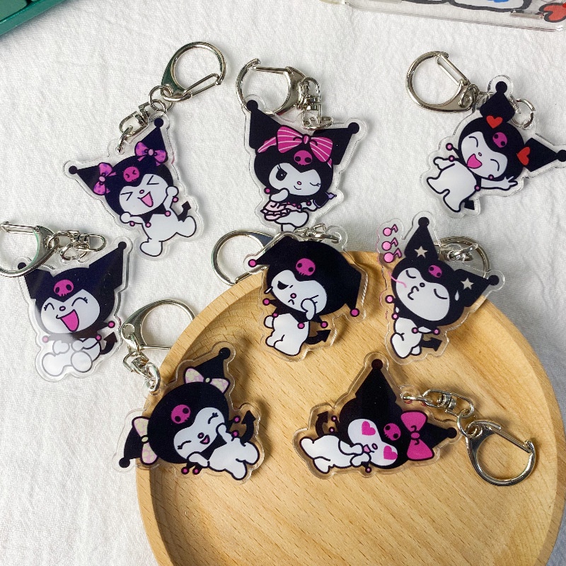 Keychain Cute Cartoon Kuromi Double Sided Transparent Acrylic Bag ...