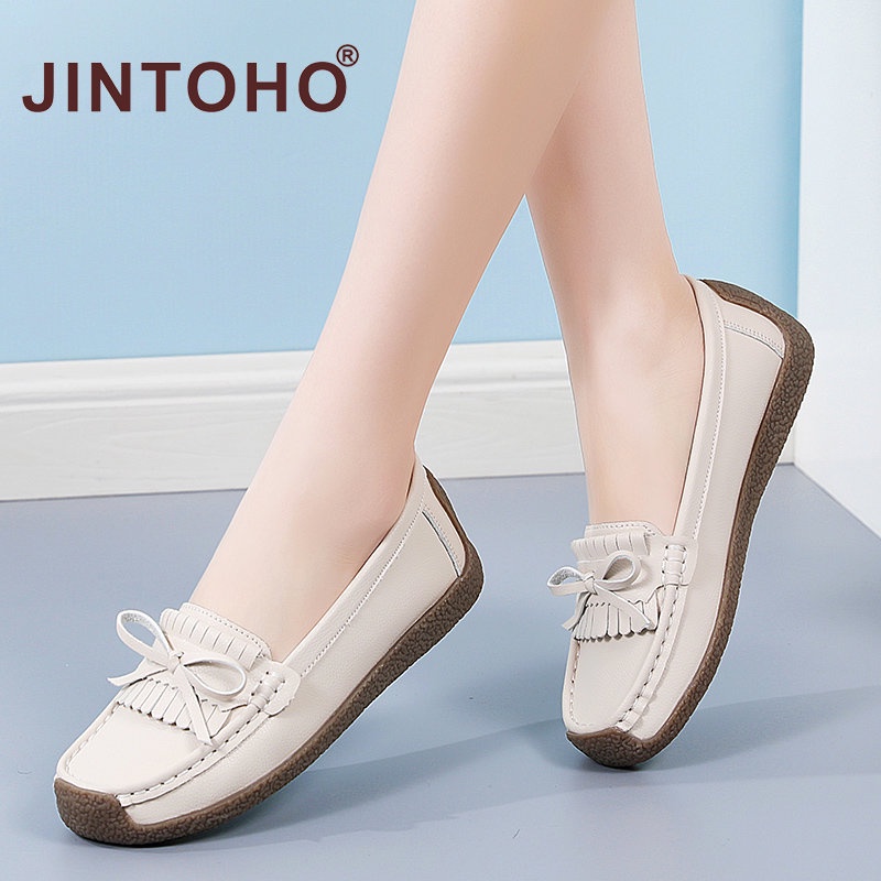JINTOHO Large Size 35-44 Women Flats Fashion Casual Women Leather Shoes ...
