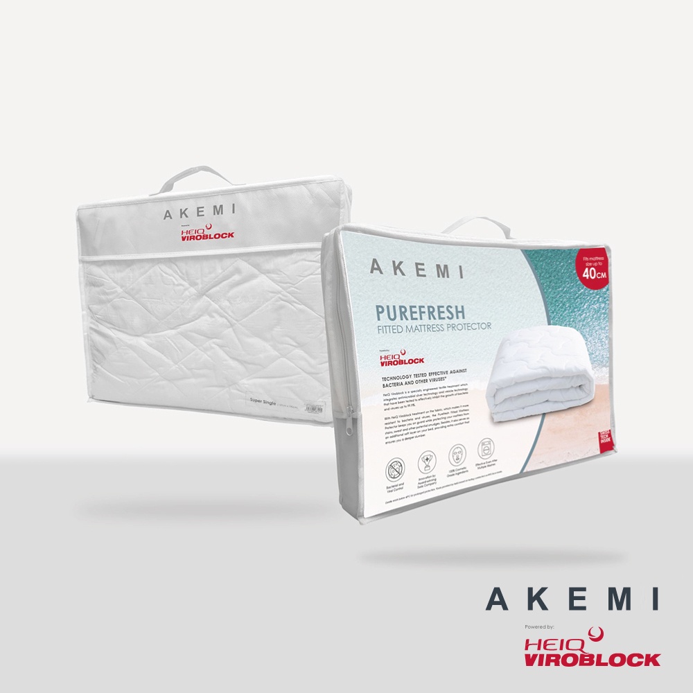 AKEMI HeiQ Viroblock Purefresh Fitted Mattress Protector (S. Single ...