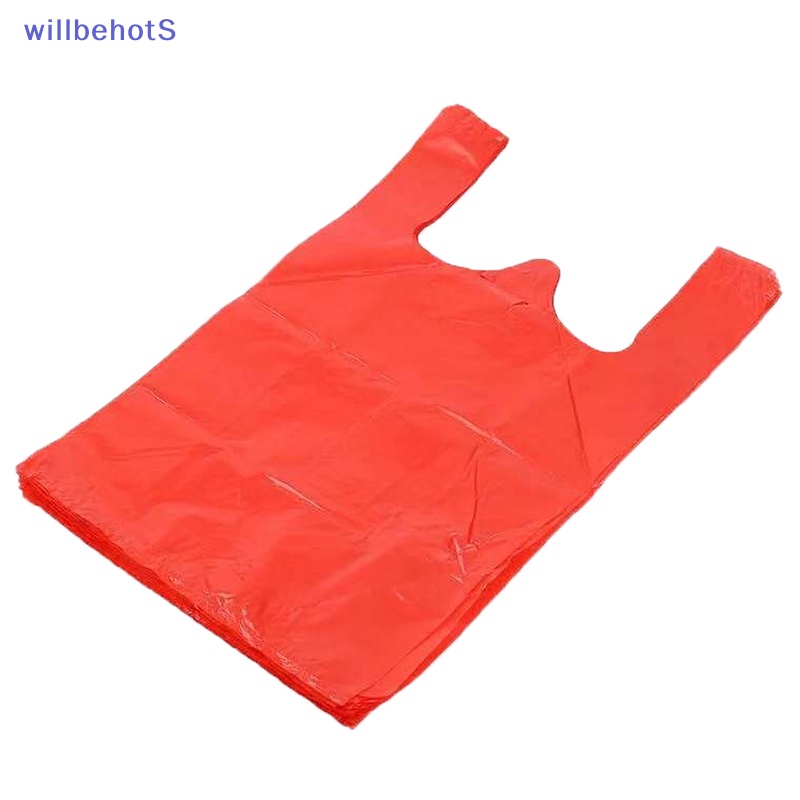 [WillbehotS] 40/50pcs Red Plastic Bag Supermarket Grocery Shopping Bag ...