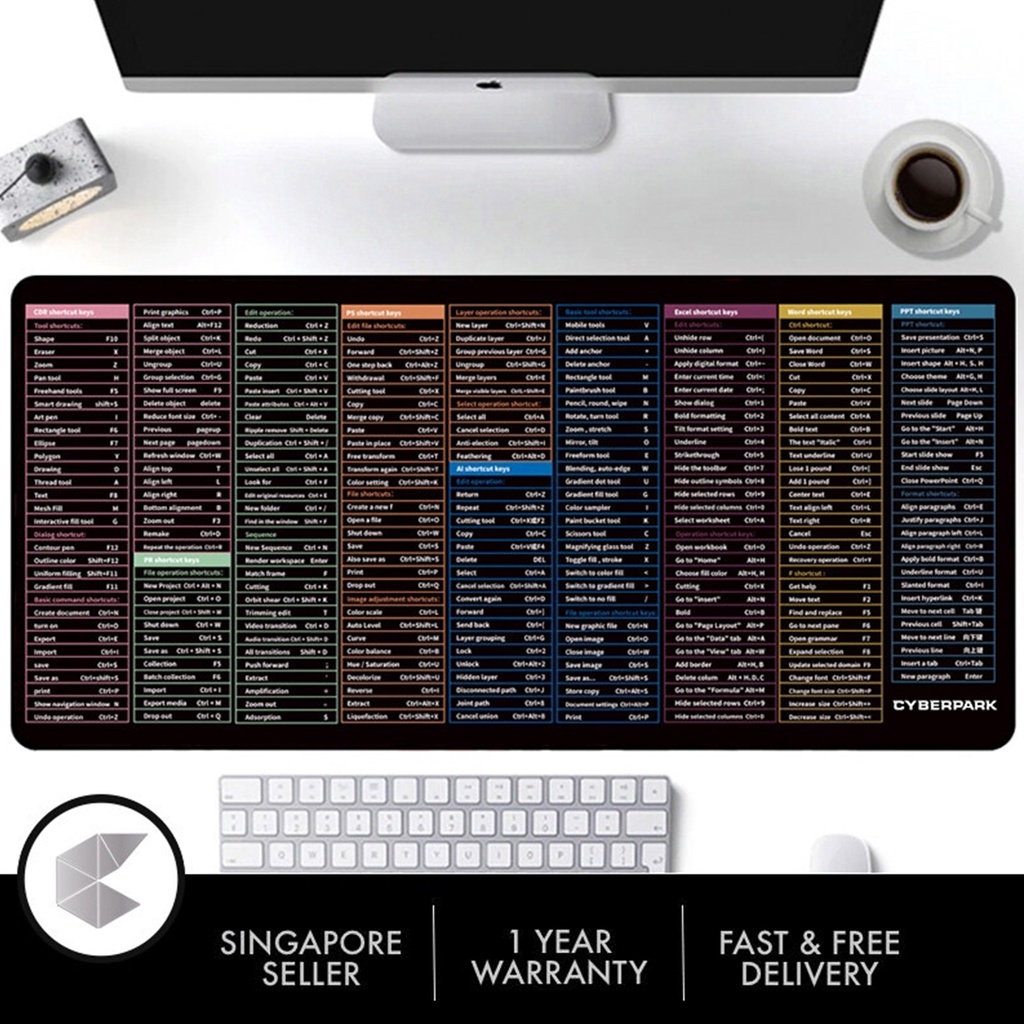 [SG SELLER] XXL Gaming Mouse Pad Keyboard CDR, PR, PS, AI, Excel, Word ...