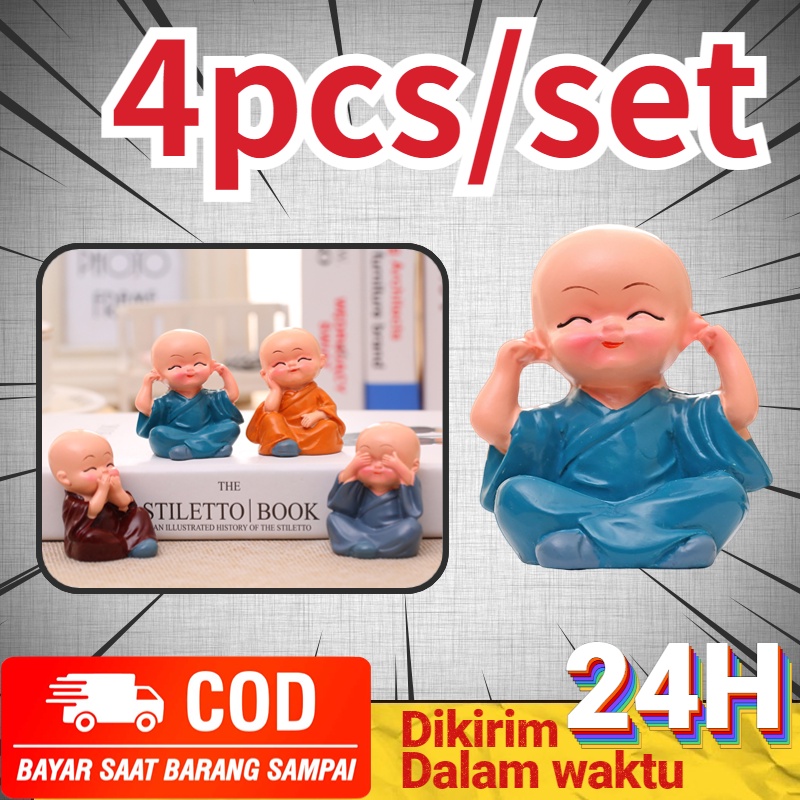 Car Dashboard Display/Car Interior Decoration 4 Unique Cute Monks Mini ...