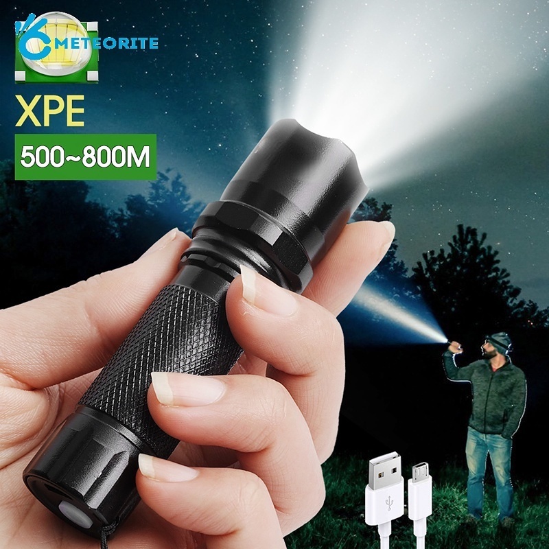 USB Rechargeable Super Bright Zoom Emergency Handheld Flashlights for ...