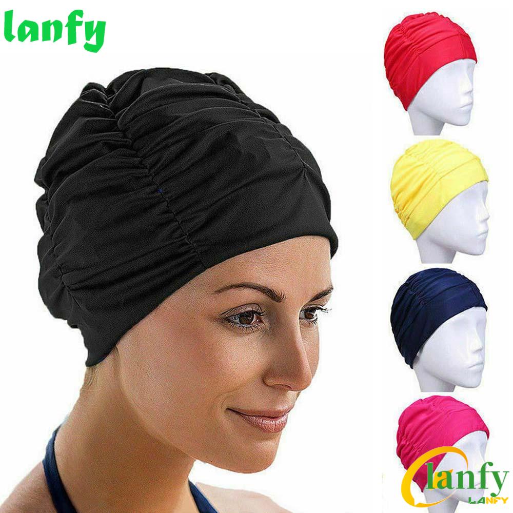 LANFY Long Hair Swim Pool Hat Men&Women Ear Protect Swimming Caps Free ...