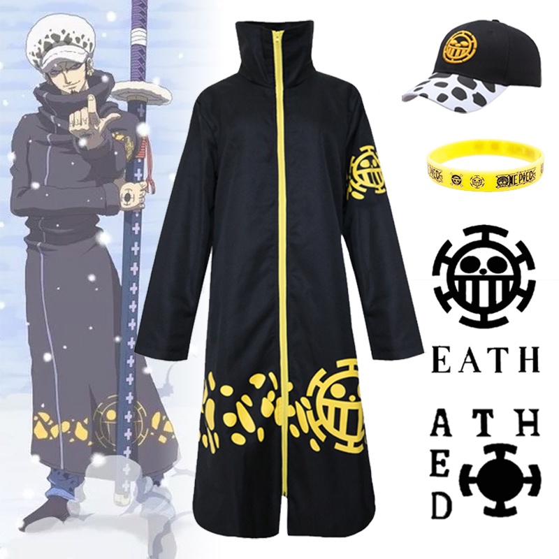 Anime One Piece Cloak Trafalgar D Water Law Cape with Tattoo Bracelet ...
