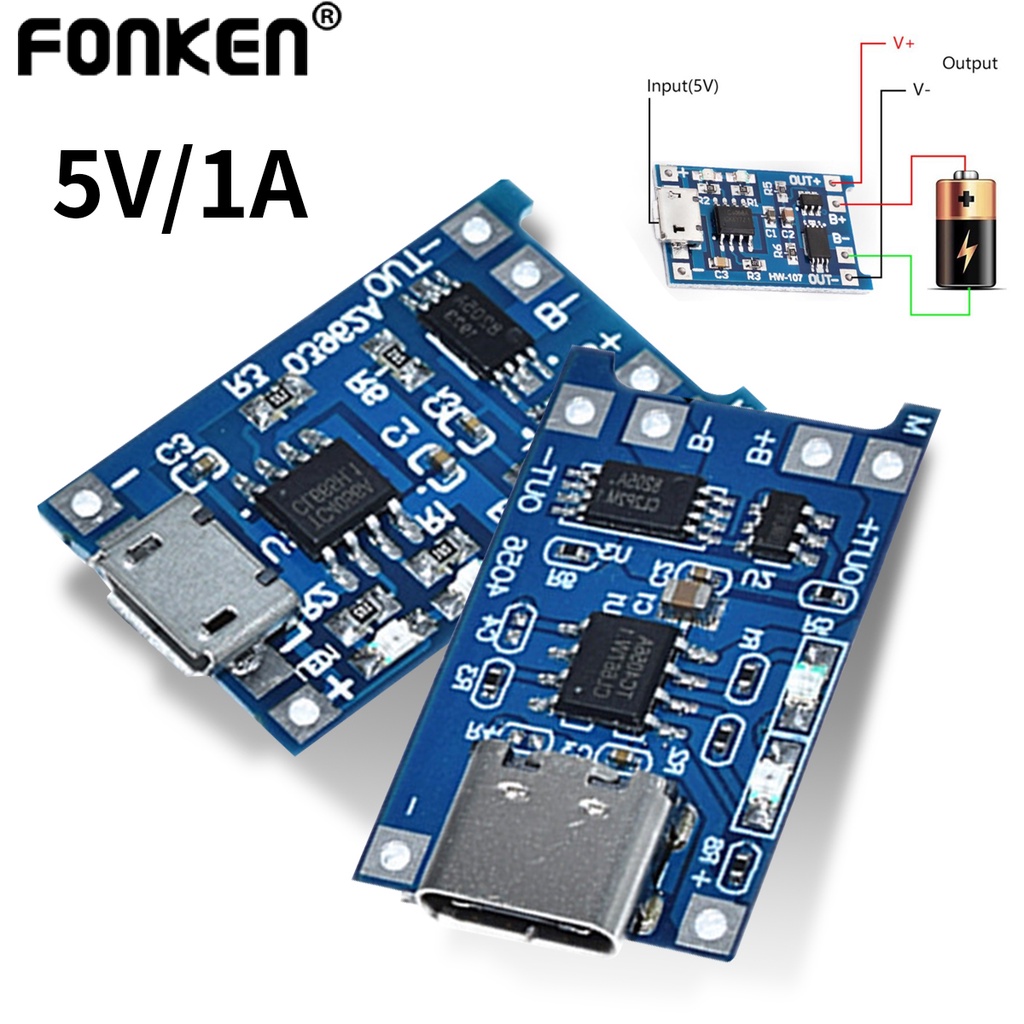 Fonken Type C Micro USB 5V 1A Charger Module Charging Board | Shopee ...