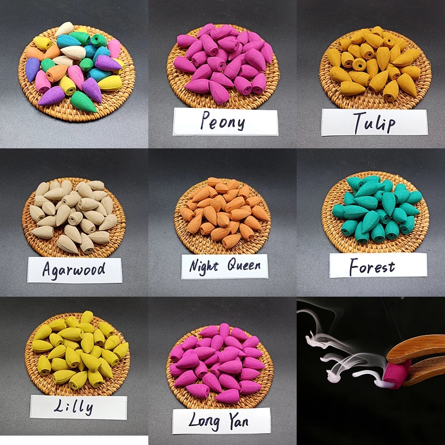 品香馆 100Pcs/bag Backflow Incense Cone Burner Fragrant Sandalwood Incense Burner Cones Holder 檀香 ...