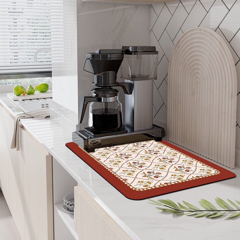 Retro Kitchen Drain Pad Coffee Table Pad Dish Drying Mat Bohemia Water ...