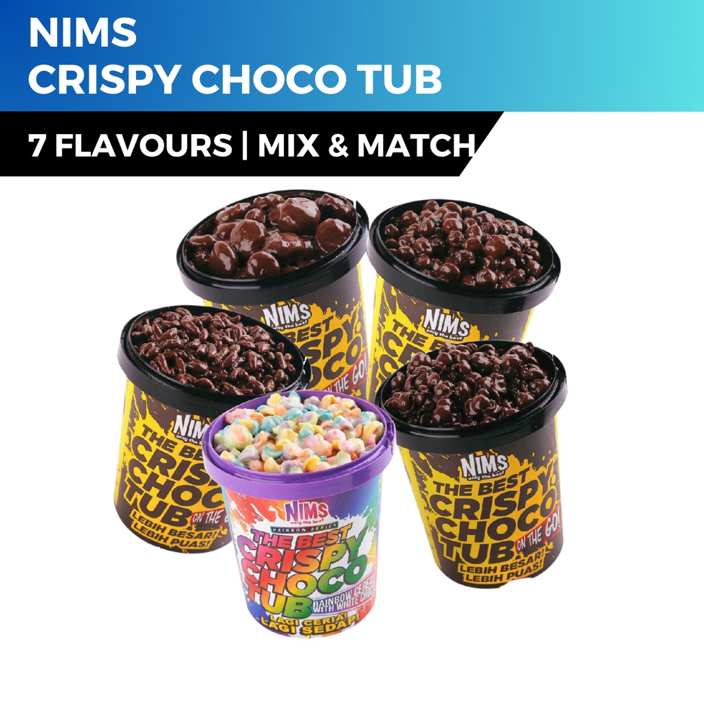 Nims Crispy Choco Tub 250g Coco Crunchballcrispricecereal Dark Chocorainbowstrawberry