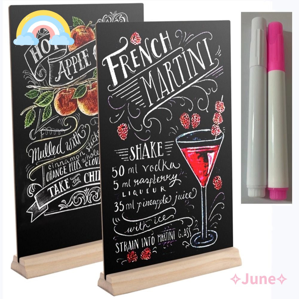 JUNE Chalkboard Signs with Stand Set, Wood Natural color Tabletop ...