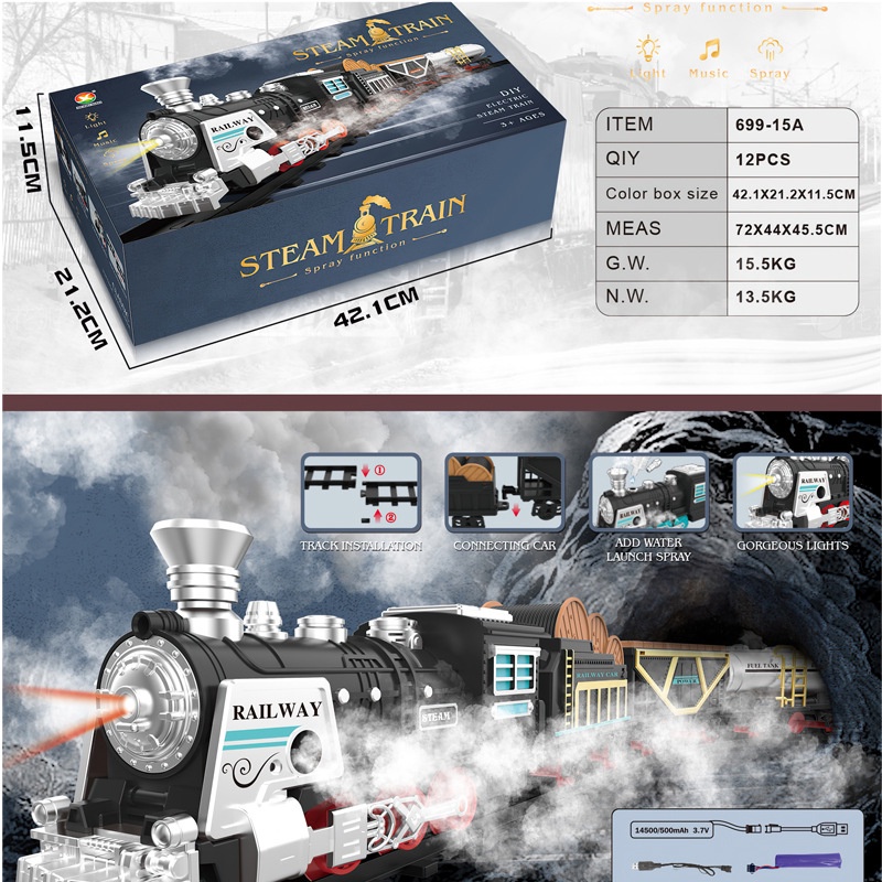 [ Next Day Delivery ]Interactive Train Toy Set for Children Realistic ...