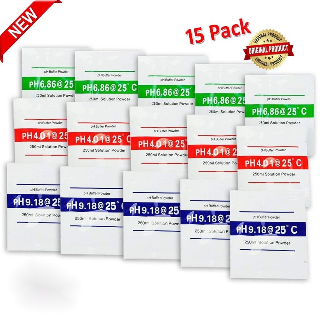 15PCS pH Calibration Solution Powders for pH Meter, 0.05 pH High ...