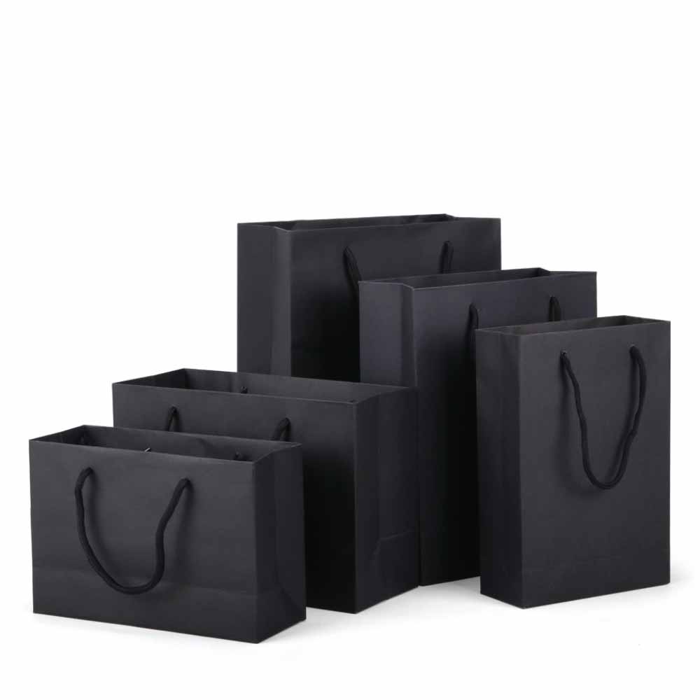 Solid Black Card Paper Bag Holiday Celebration Gift Carrying Bag ...