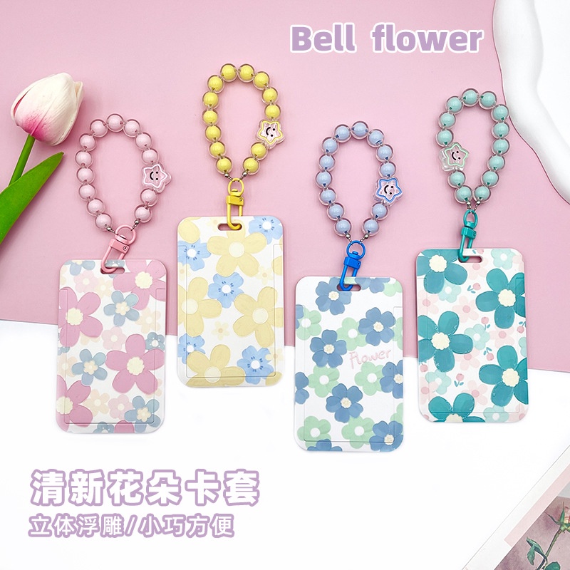 Cartoon Beautiful Flowers Card Sleeve Bus Card Case Student Card Holder ...