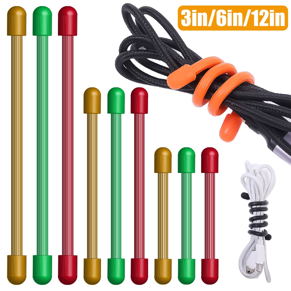 Reusable Silicone Wire Organizer/ 3/6/12in Bendable Rubber Cable Ties ...
