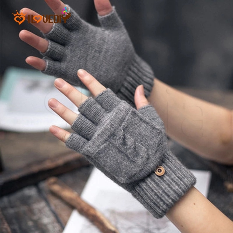 [HOT]Women Men Winter Knitted Wool Thicken Warm Gloves / Girls Men ...