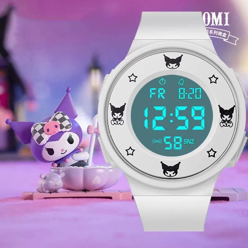 Cartoon LED Light Watch for Kids Girls Silicone Strap Round Square Dial ...