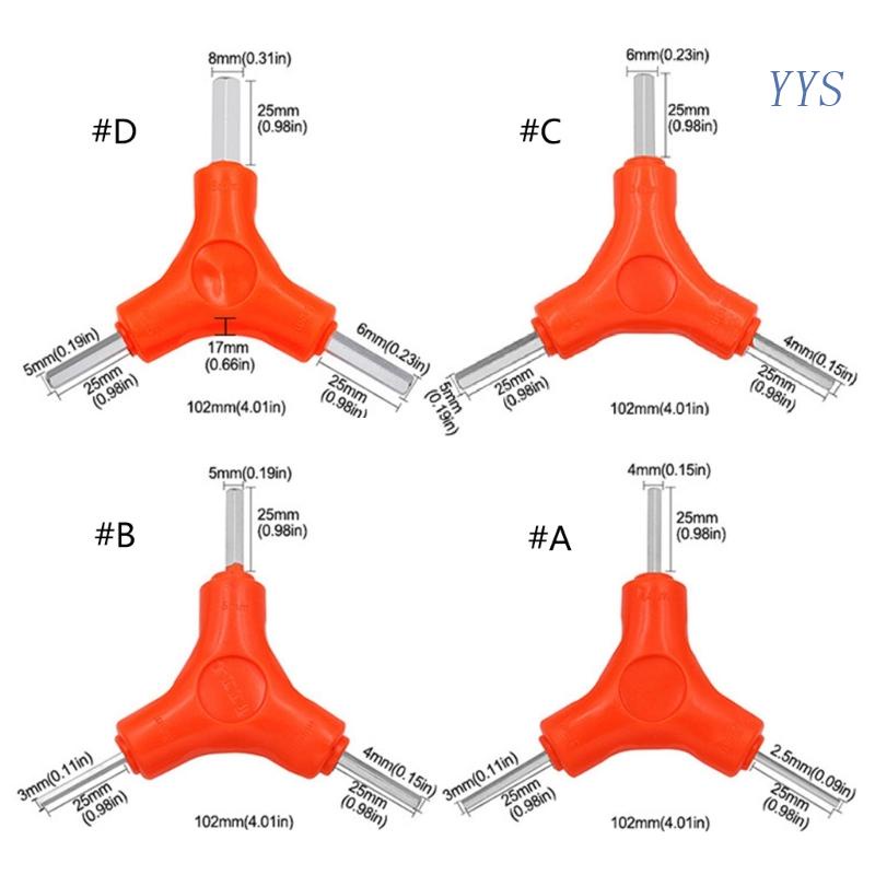 YYS 3 Way Hex Wrench 3 In 1 Y type Hex Allen Wrench Trigeminal Hex Key ...