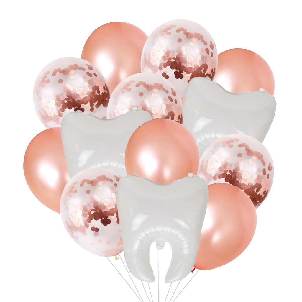 JOLLYBOOM Rose Gold Tooth Theme Balloons Set, Dental Graduation Party ...